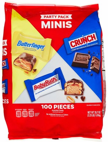 Crunch, Baby Ruth Minis Chocolate Candy, Variety Pack, 100 ct