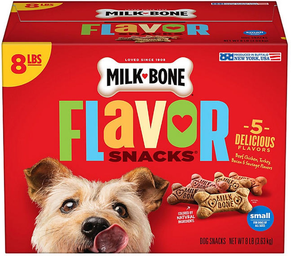 Meat Flavored Snacks, Small Crunchy Dog Biscuits, 128 oz.