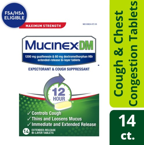 DM Maximum Strength 12-Hour Expectorant and Cough Suppressant Tablets